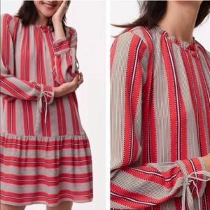 LOFT | Dresses | Loft Red Petite Spiced Stripe Flounce Dress Sm | Poshmark